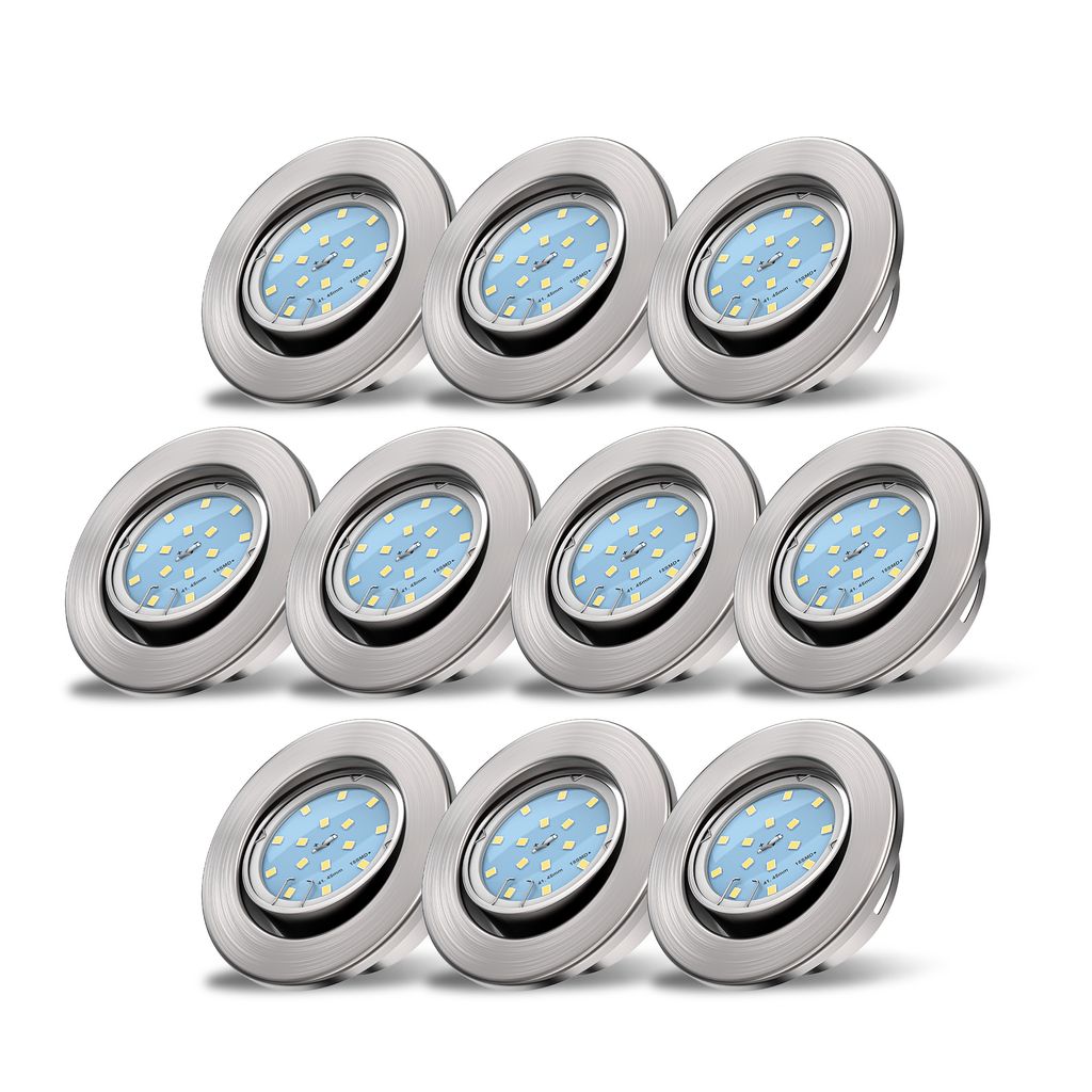 B.K.Licht lot de 10 spots LED encastrables 230V orientables ultra-plats lumière blanc chaud ...