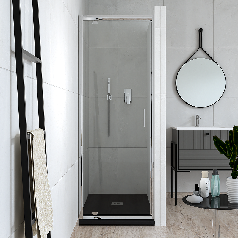 Porta battente pivottante 80 cm vetro trasparente Ercos Gold BBGOLTPG80 ...