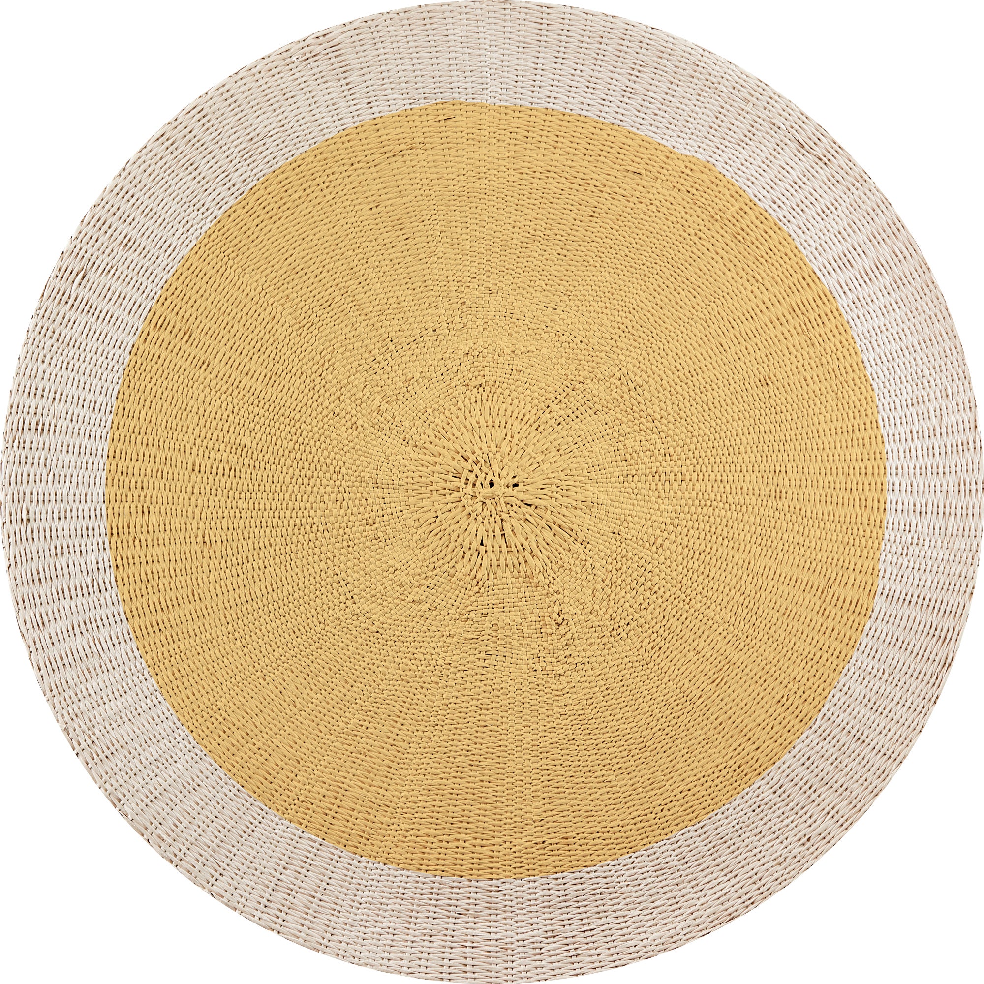 Alfombra interior/exterior PVC Rattan yellow [Diam] 100 cm - PVC ...