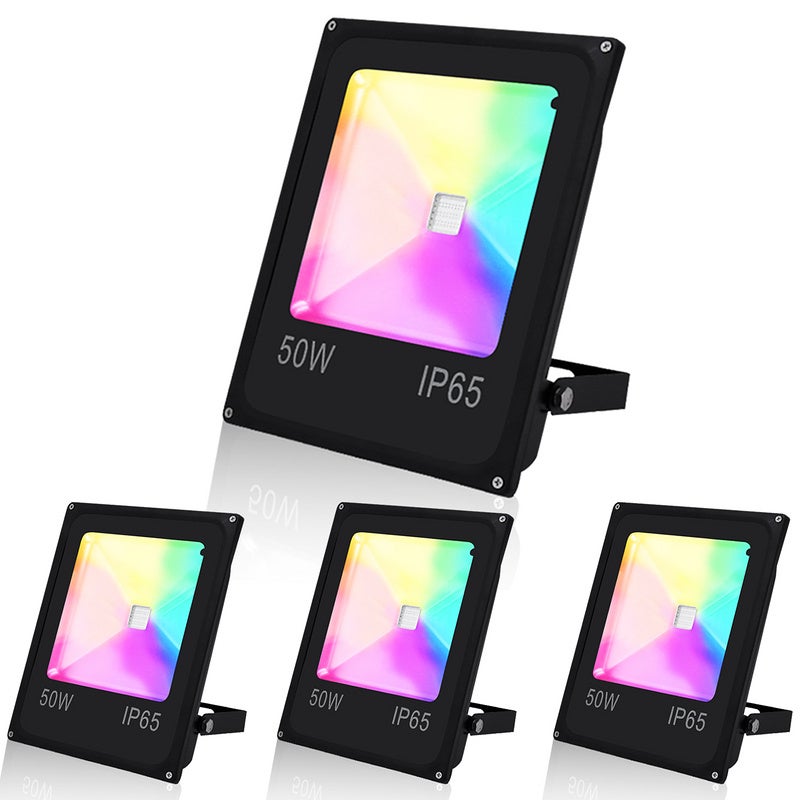 Projecteur à LED RGB Spot extérieur Dimmable Projecteur LED RGB 4x 50W ...