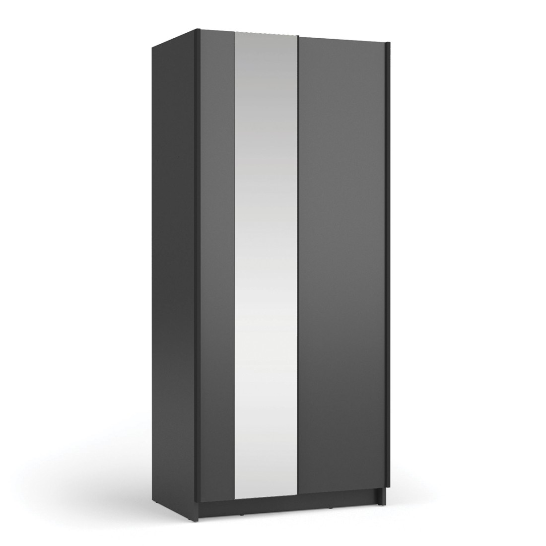 Armario LYSIA 80 cm negro mate – 2 puertas correderas con espejo ...