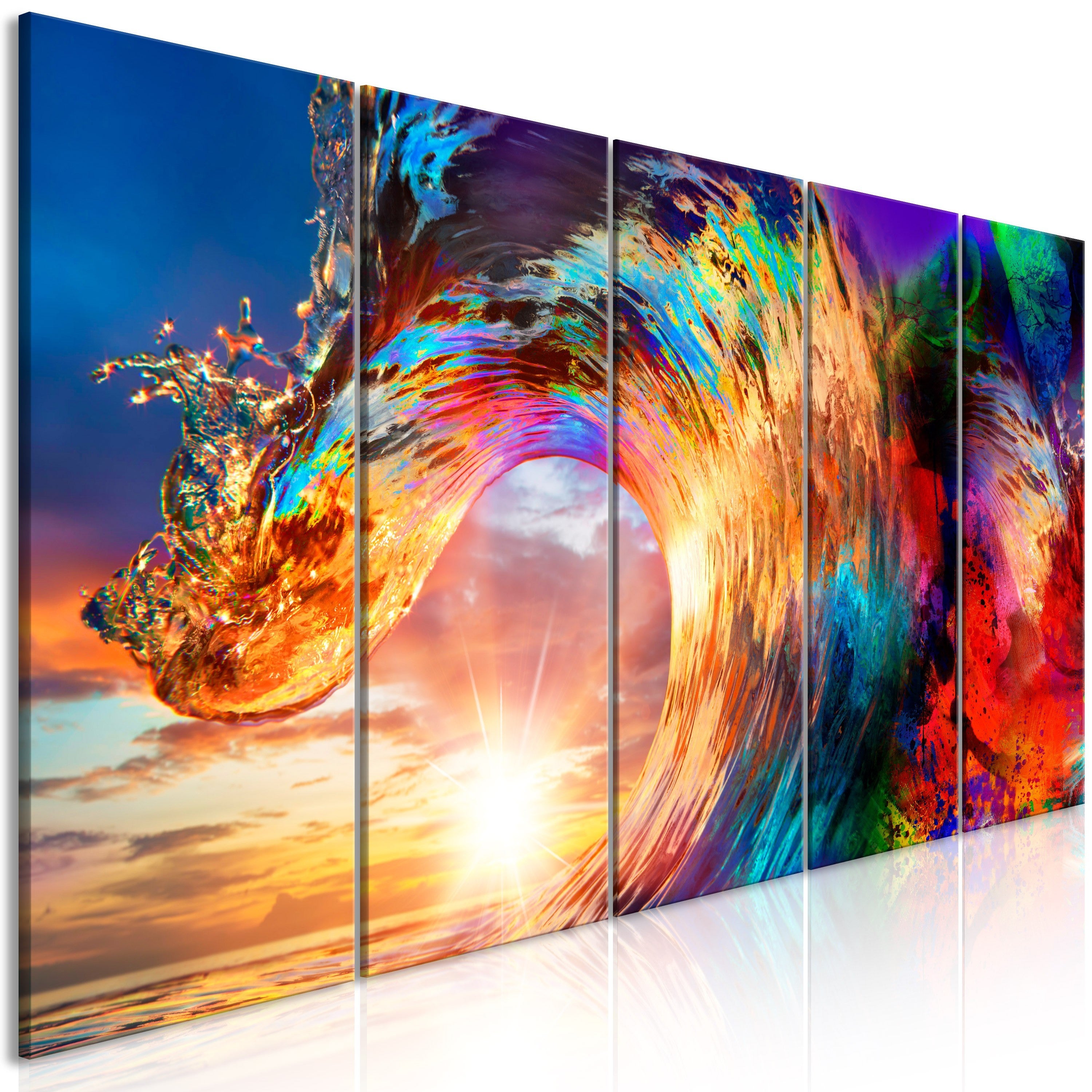 Tableau Ocean Wave (5 Parts) Narrow - L 200 x H 80 cm | Leroy Merlin