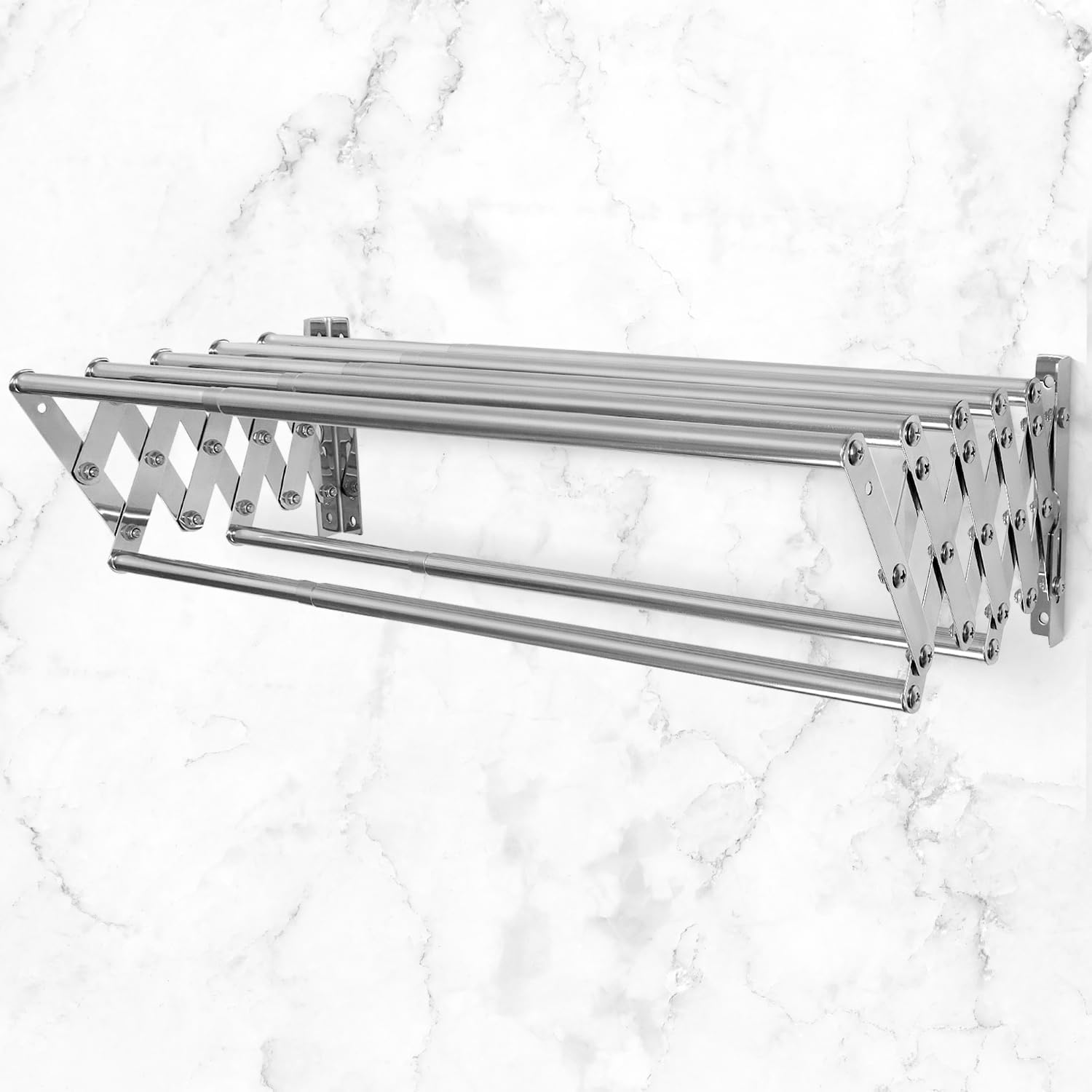 Tendedero plegable de pared de acero inoxidable con 7 varillas para ...