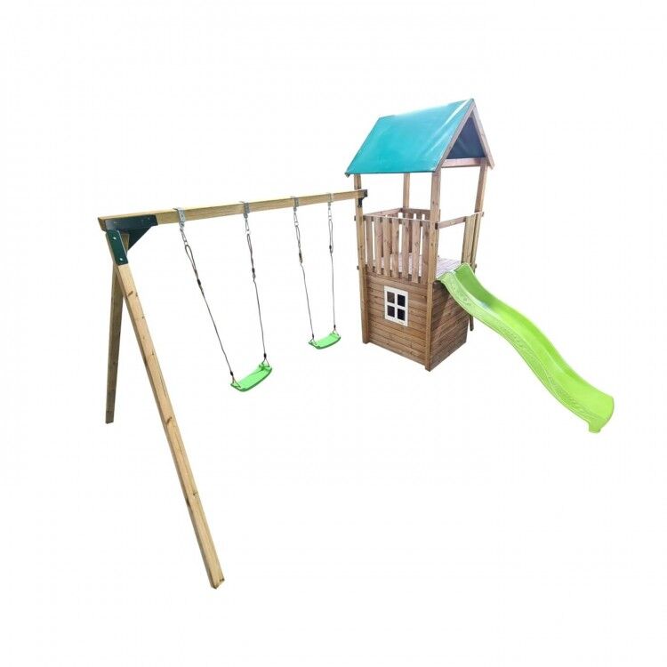 Aire de jeux Masgames TIBIDABO L toit en toile et balançoire Maison ...