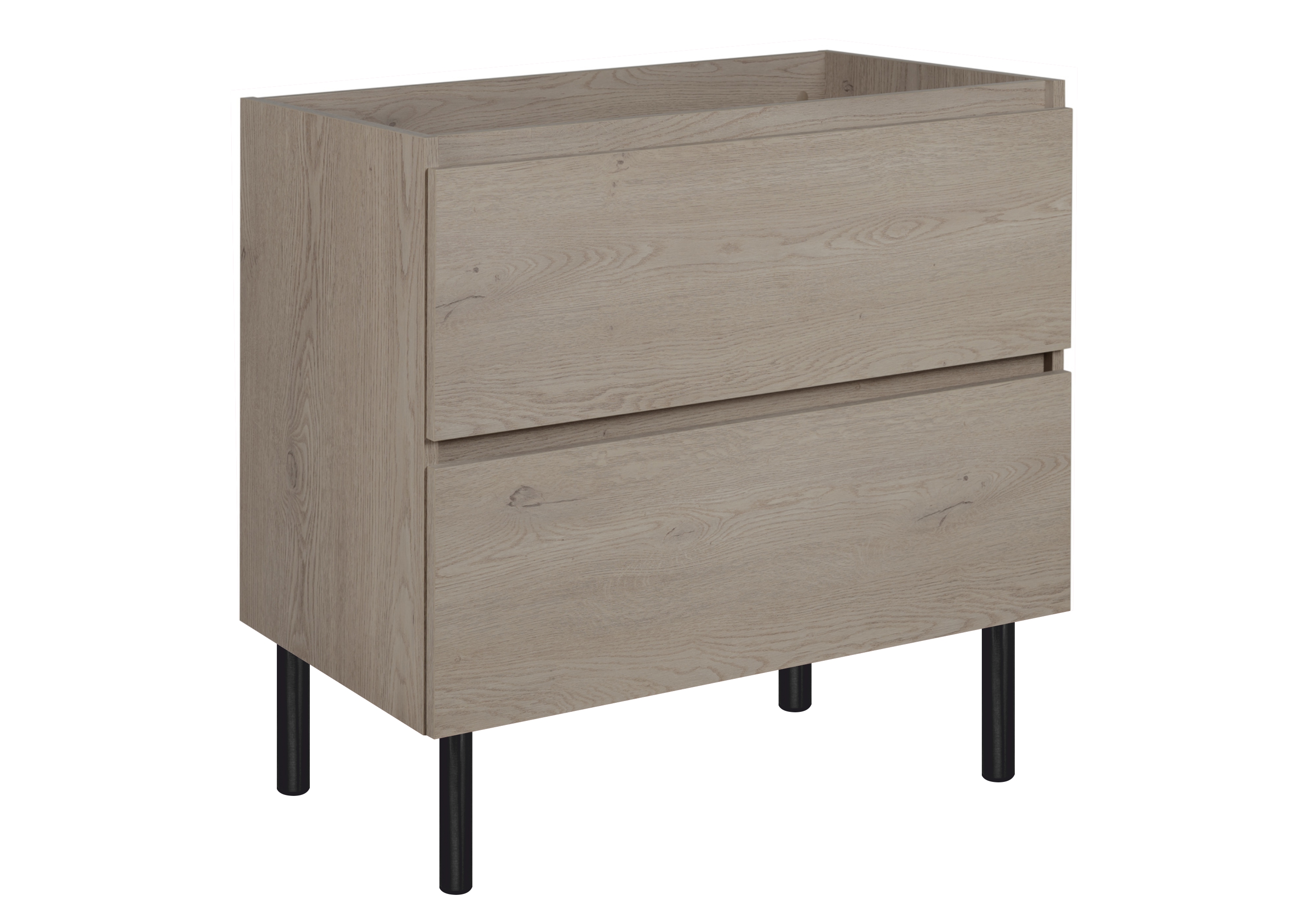 Meuble de salle de bain 80 cm, pieds, Couleur: Chêne Foncé, 80 x 46 x ...