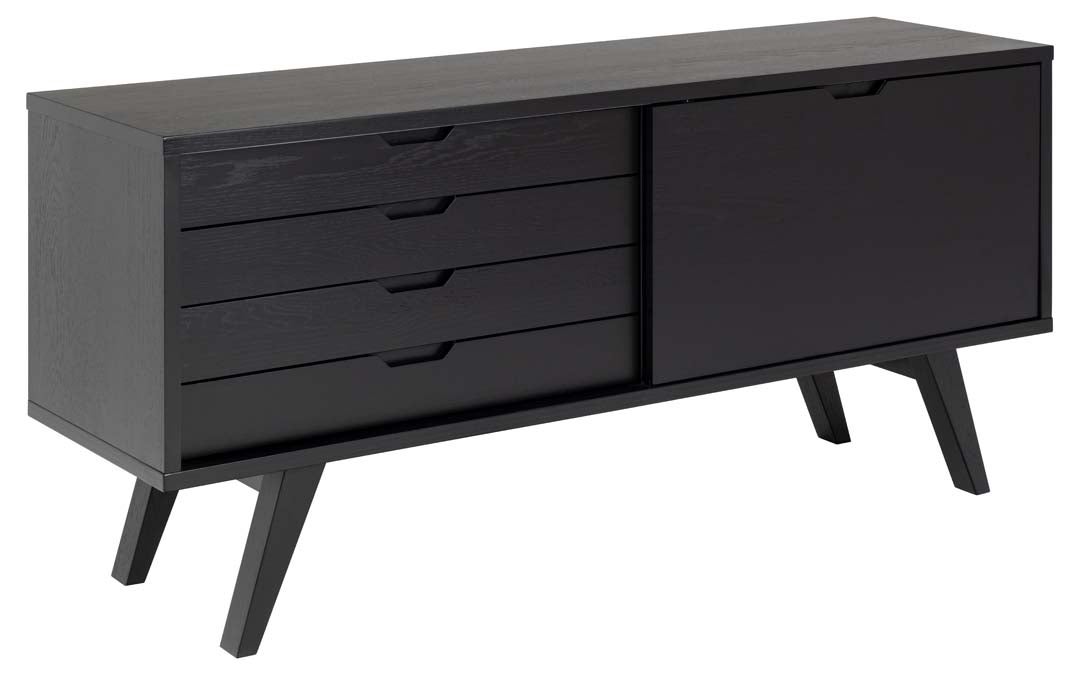 ALine buffet 1 porte, 4 tiroirs noir. | Leroy Merlin