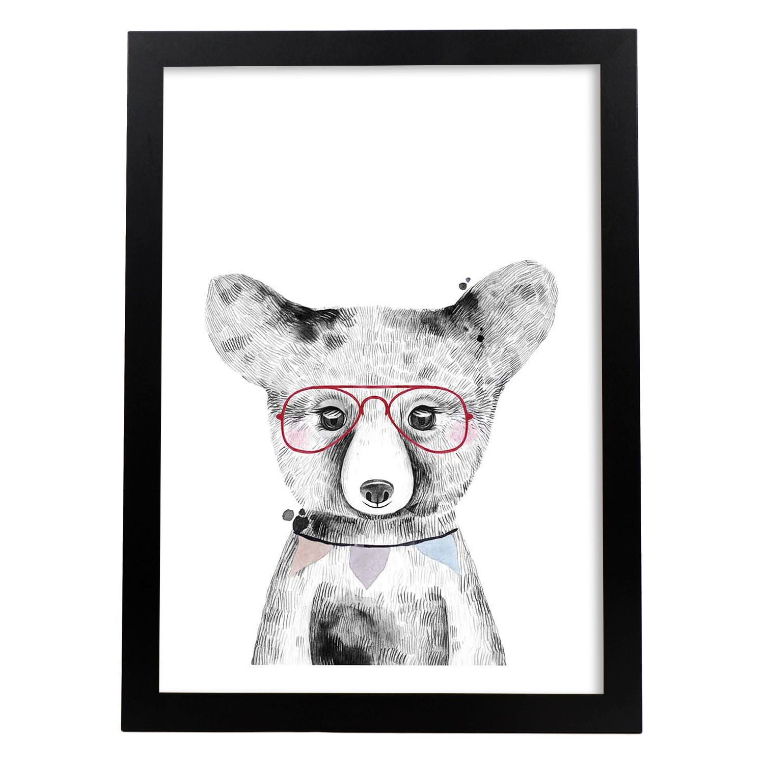 Lámina Infantil Oso Bebe Con Gafas Rojas Poster Animales Infantiles Sin ...