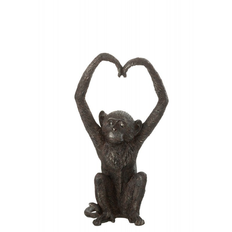 Singe avec bras en coeur en synthétique marron 18x15x33 cm | Leroy Merlin