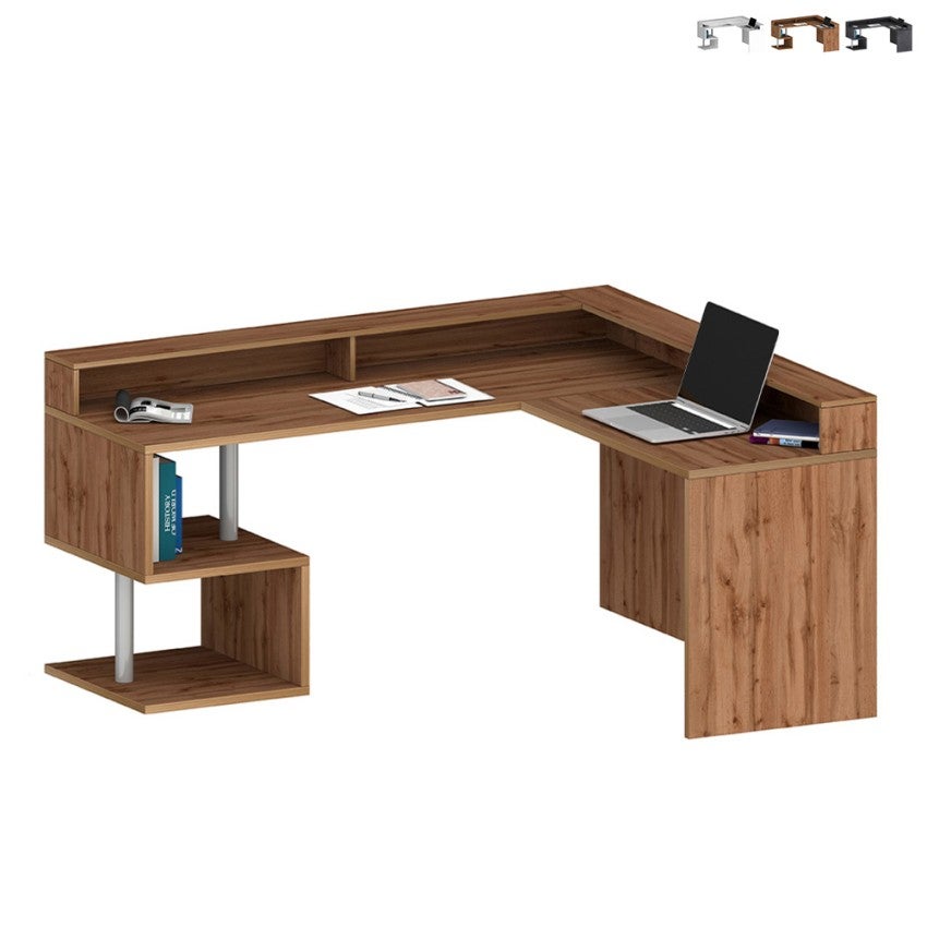 Bureau d'angle moderne pour maison et bureau avec rehausse Esse 2 A ...