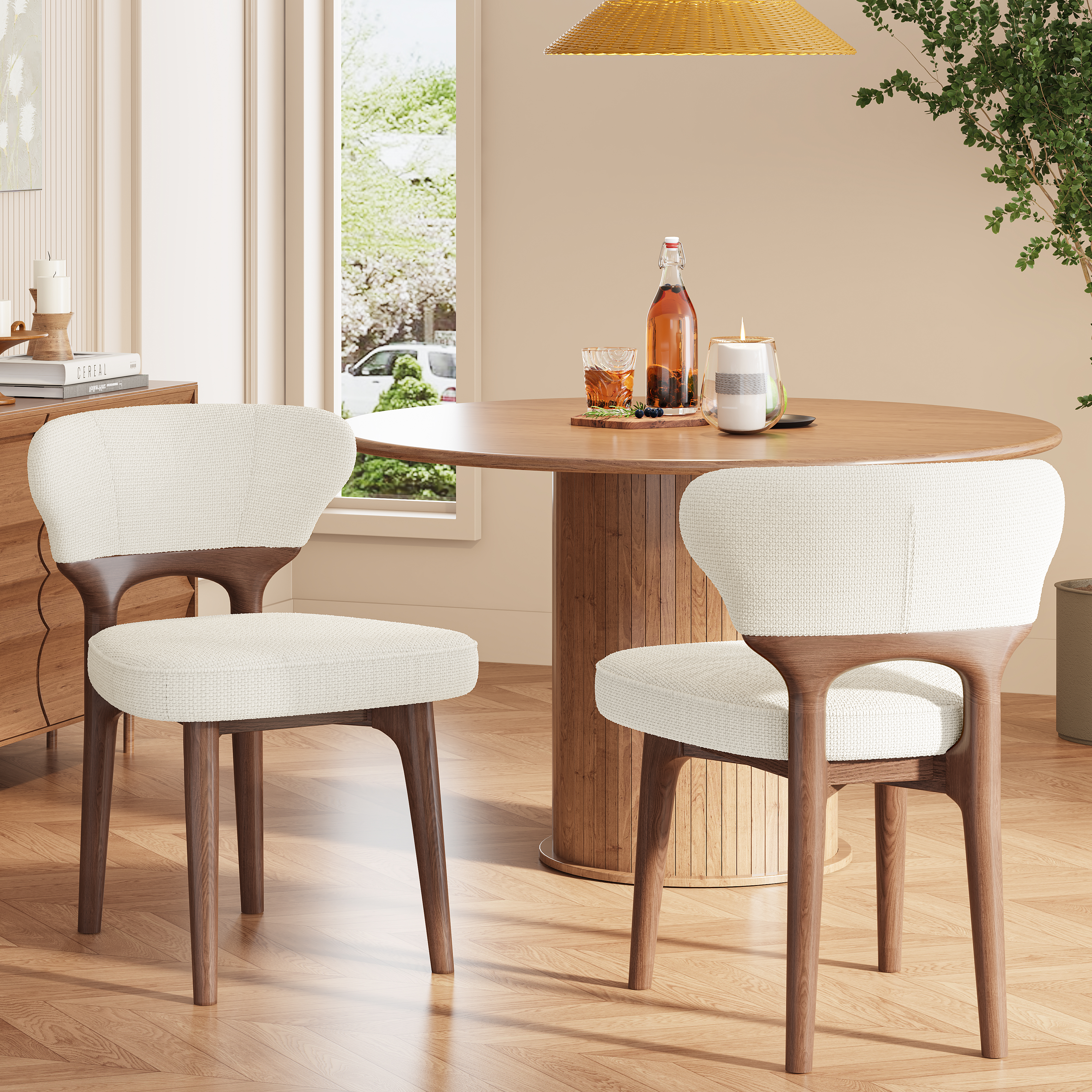 Juego de 2 sillas de comedor con respaldo de chenilla - Estructura de ...