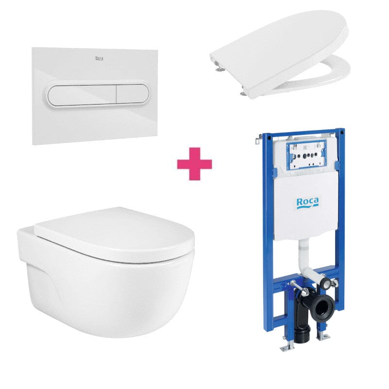 ROCA Inodoro MERIDIAN Suspendido y pulsador Blanco | Leroy Merlin