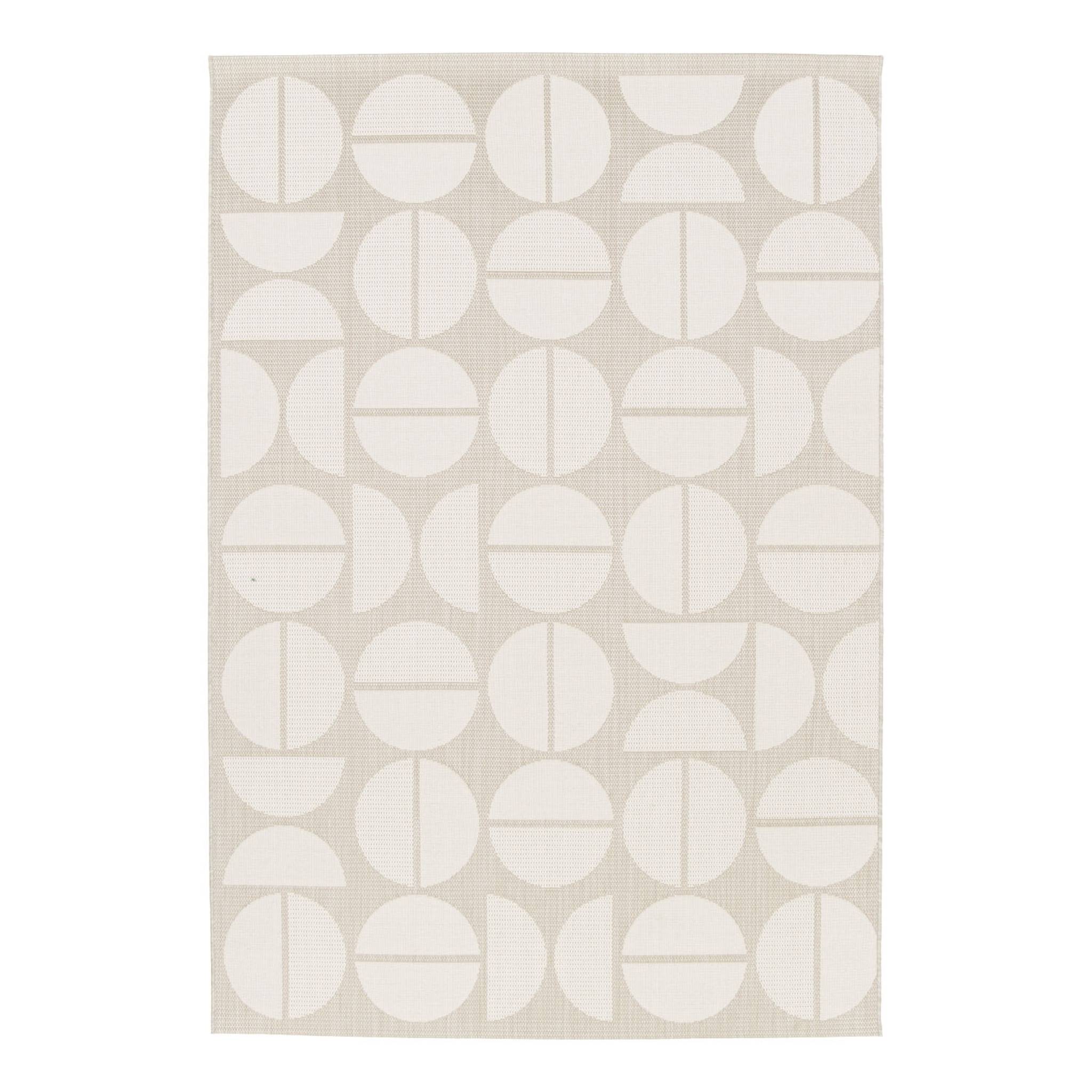 Tapis intérieur/extérieur motifs géométriques beige polyester recyclé ...