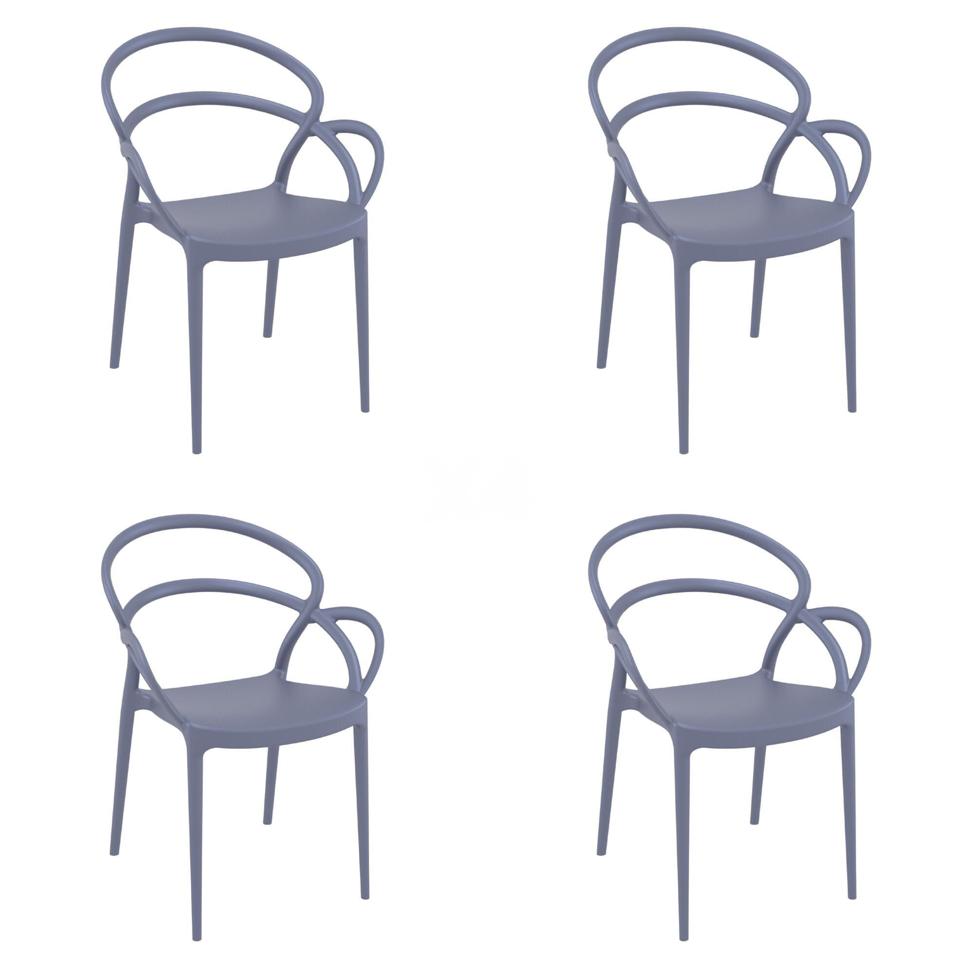 Garbar MILA Set 4 Silla Con Brazos Interior, Exterior Gris Oscuro ...