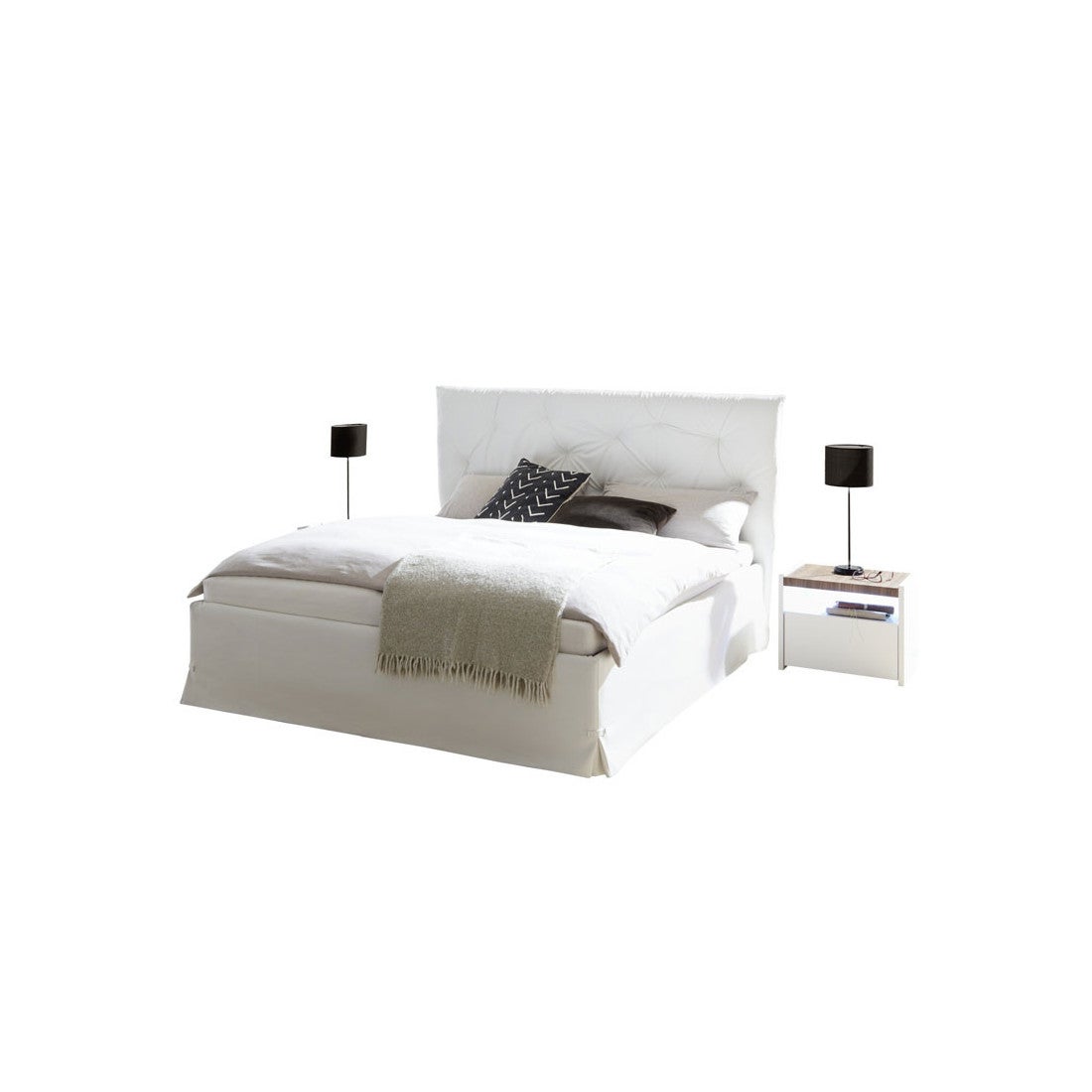 Cadre + Tête de lit 160*200 cm Simili cuir Blanc - ANIECE n°2 | Leroy ...