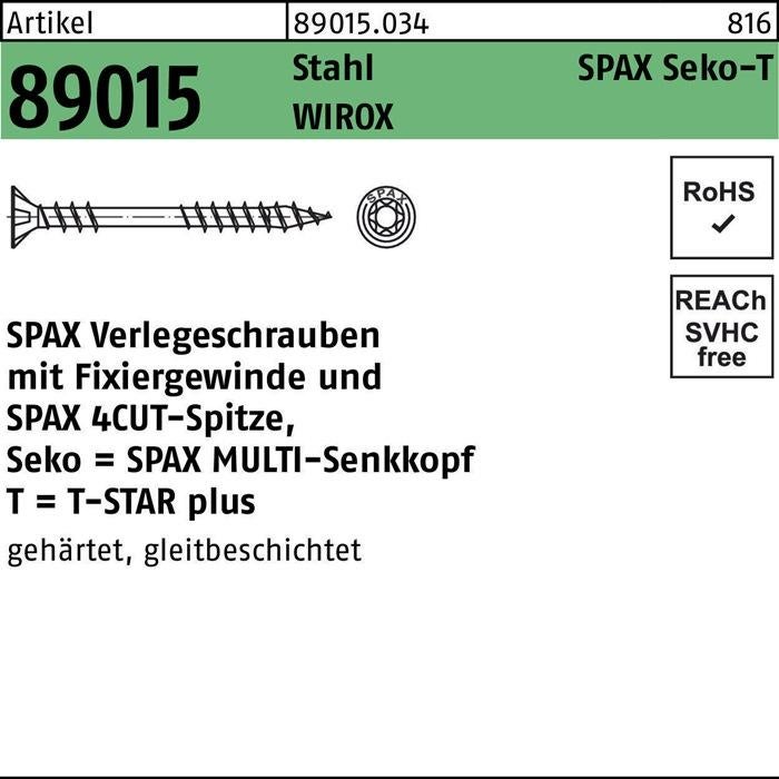 SPAX Vis R 89015 Seko m.Fixiergew./Spitze/T-STAR | Leroy Merlin