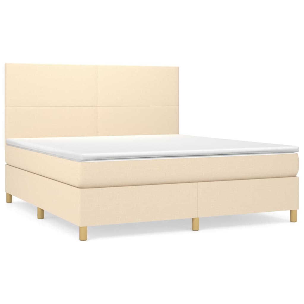 VidaXL Cama box spring con colchón tela color crema 180x200 cm | Leroy ...