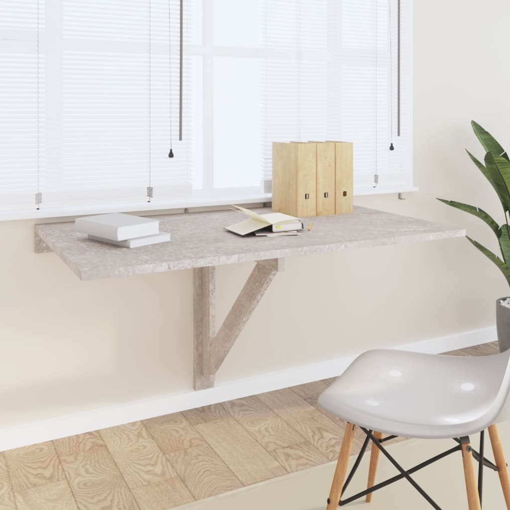 Mesa de pared plegable Gris hormigón 100x60x56 cm Madera contrachapada ...