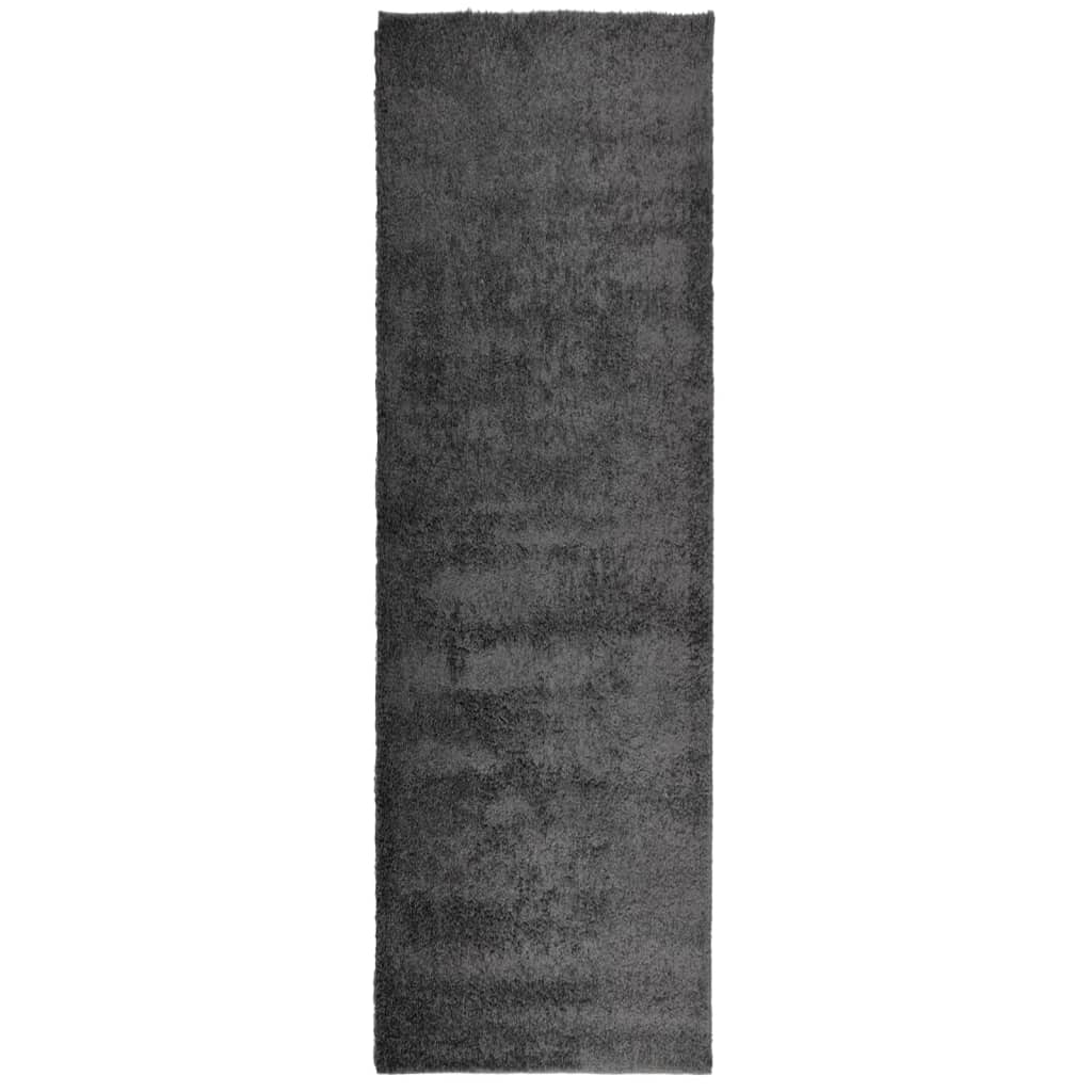 Tapis Salon | Tapis Chambre | Tapis shaggy à poils longs moderne anthracite 80x250 cm CFW66114 ...