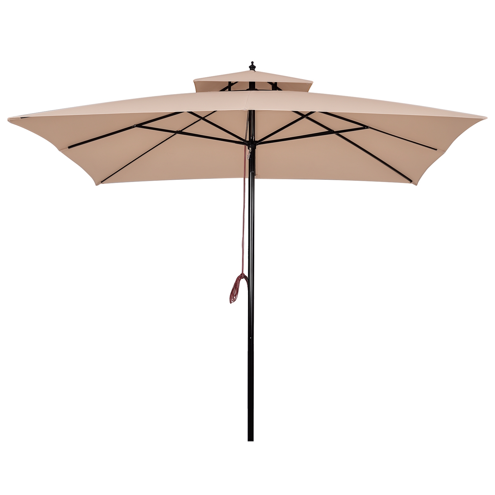 Outsunny Parasol de Jardin Métal, 180gsm Polyester Beige 300x300x297cm ...