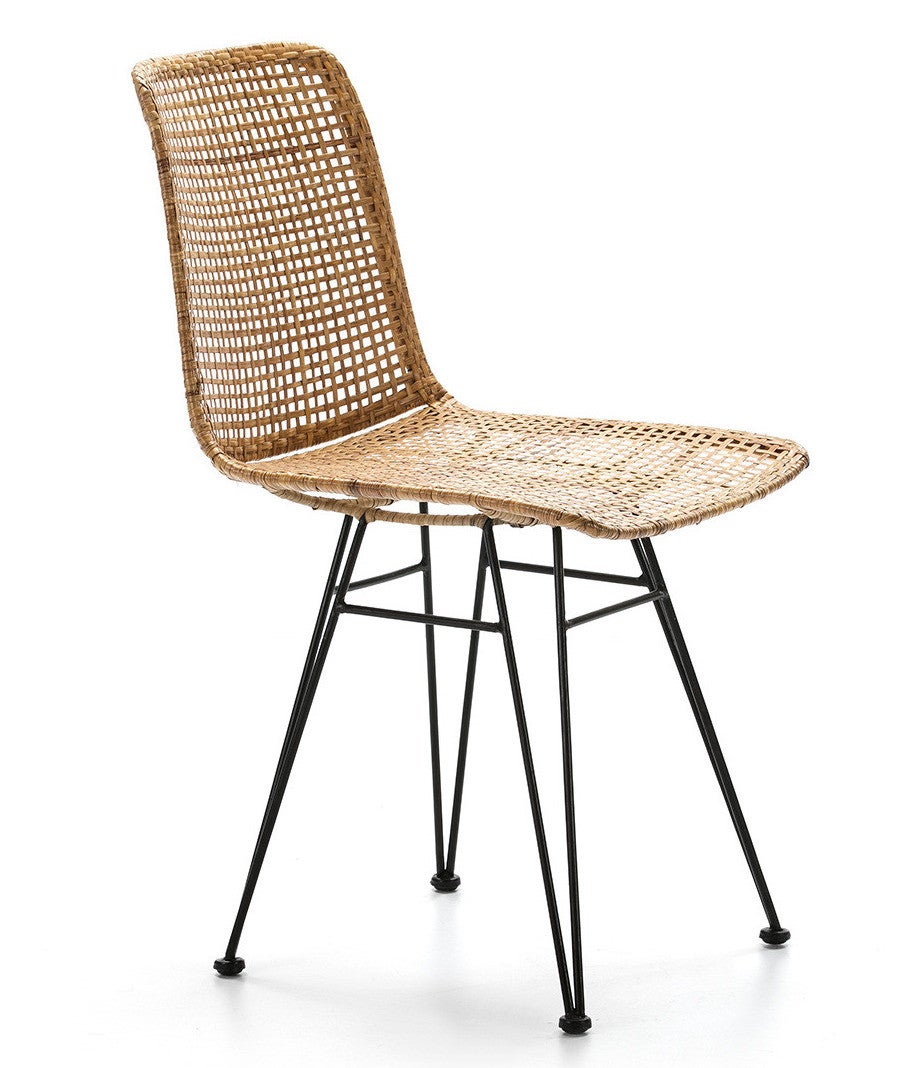 Chaise osier naturel et pieds métal noir Gael L 55cm | Leroy Merlin