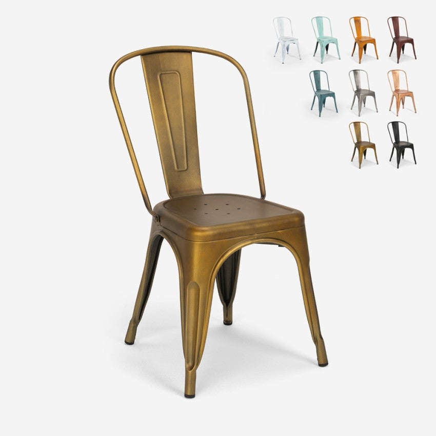 Chaise de cuisine design industriel vintage en métal shabby chic style ...