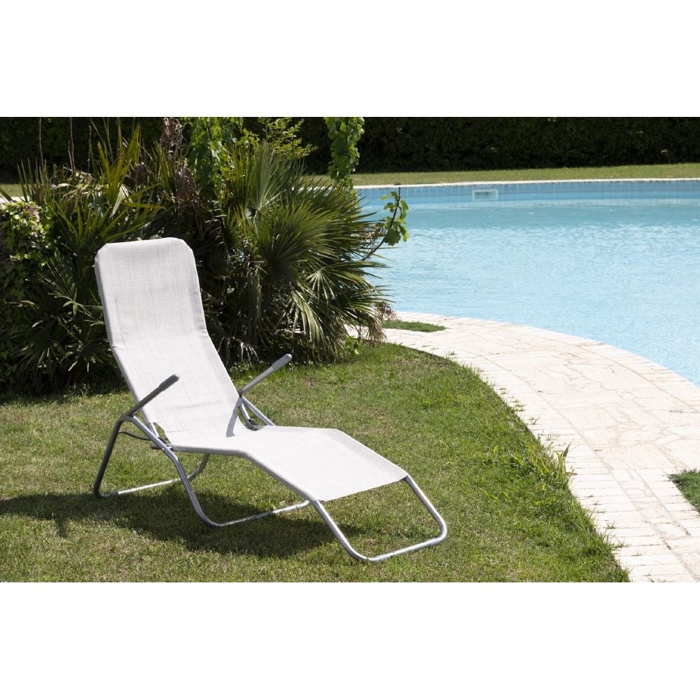 Fauteuil de jardin pliant à bascule Seday en métal et textilène mélangé ...