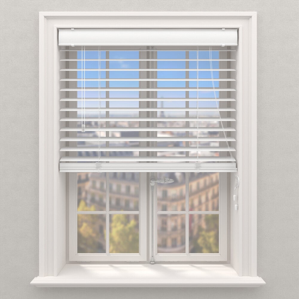 Store vénitien PVC, imitation bois, blanc, Lames 50mm, L.180 x H.175 ...