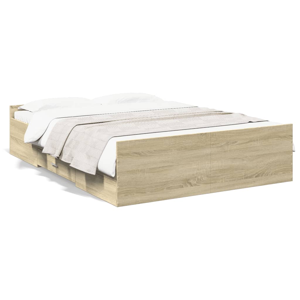 Lit double | Lit adulte | Cadre de lit et tiroirs chêne sonoma 120x200 ...