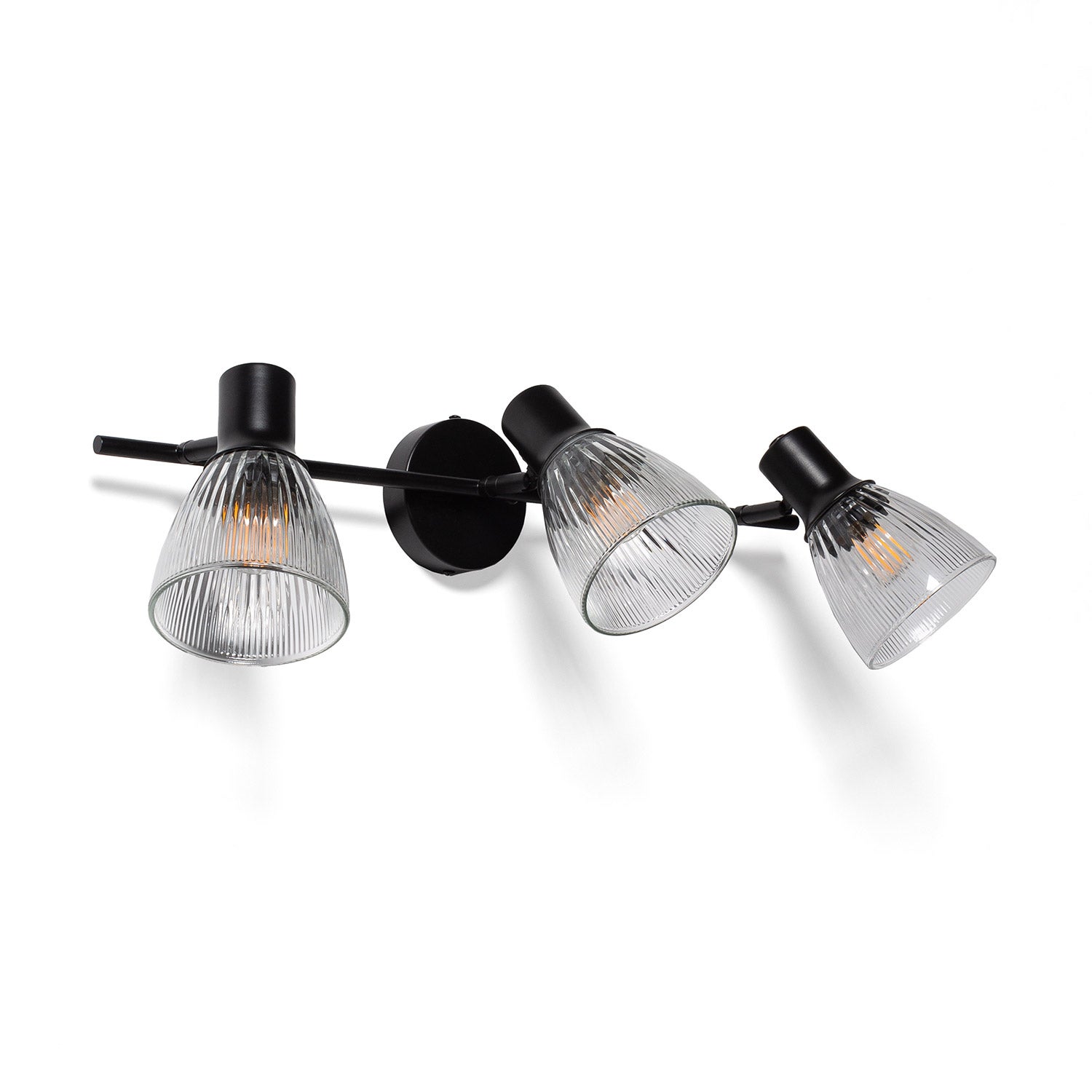 Ledkia Aplique de Pared Metal y Cristal Aron 3 Focos Negro | Leroy Merlin