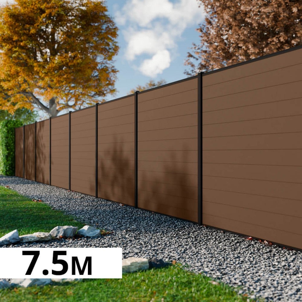 Kit Cloture Composite RIO bronze 7,5x1,8m - Bois composite & Aluminium ...