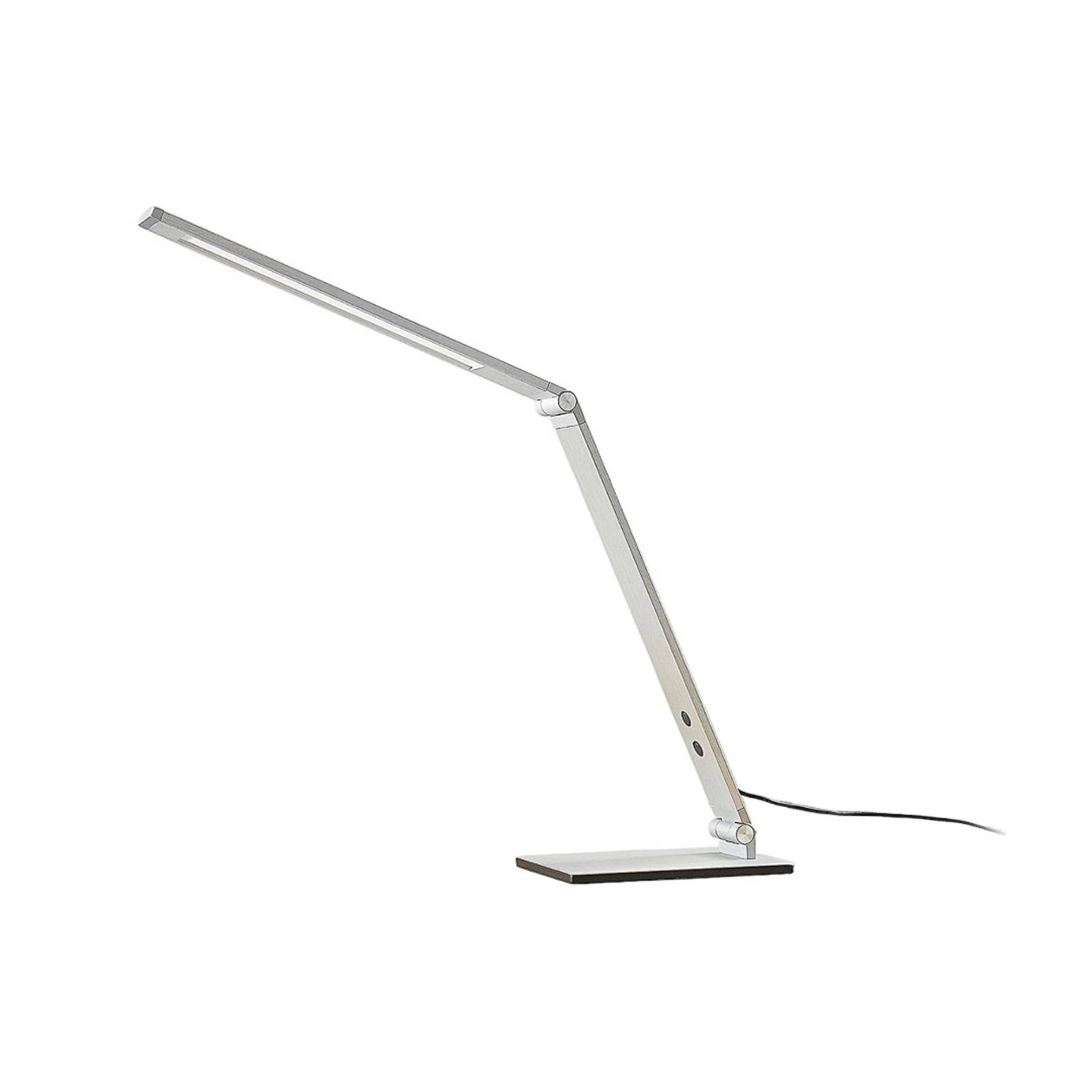 Lucande lampe de bureau LED Nicano, gris, métal, intensité variable ...