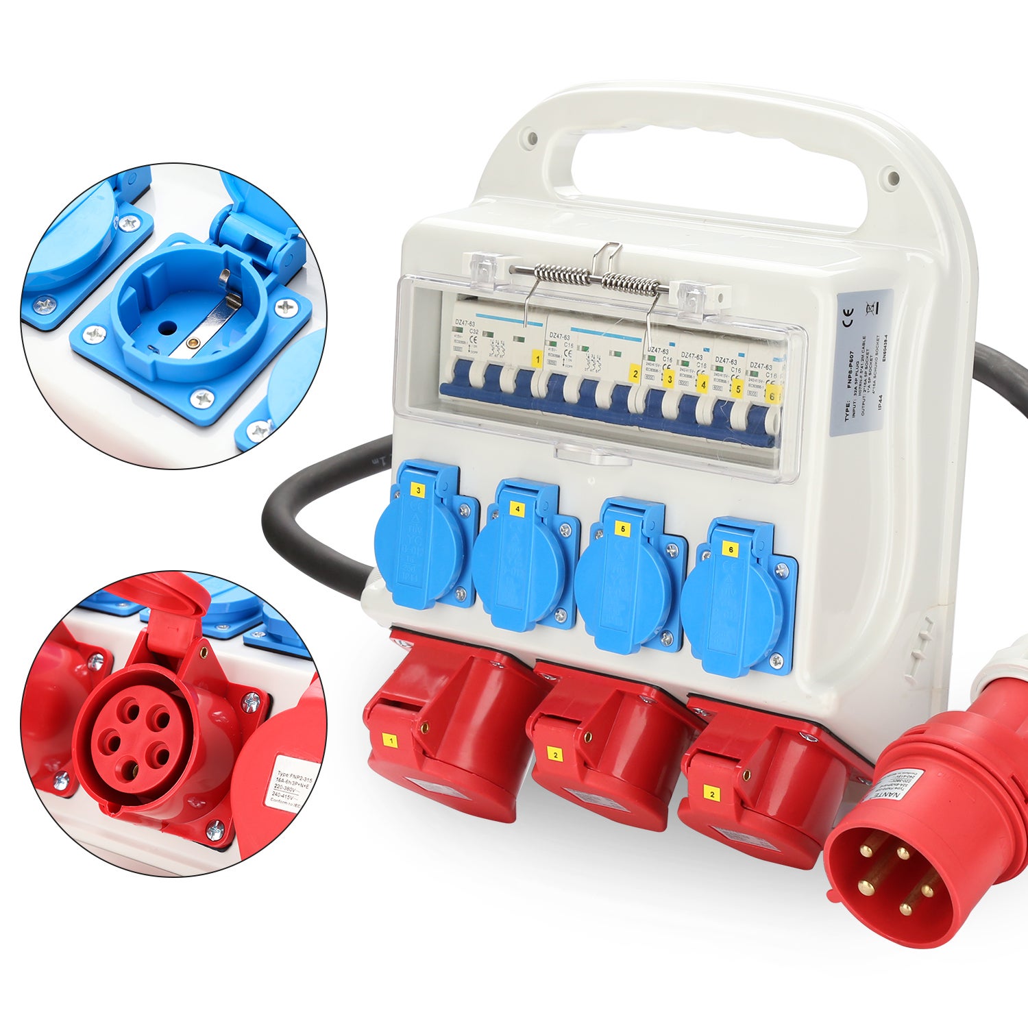 Coffret de Chantier Monophase Repartiteur de Courant Mural Coffret Electrique de Chantier 2x400V ...