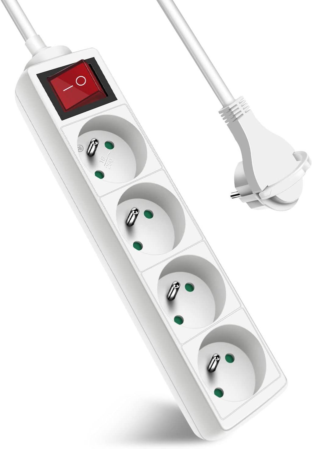 Multiprise 4 prises avec interrupteur plat, bloc multiprises, rallonge ...