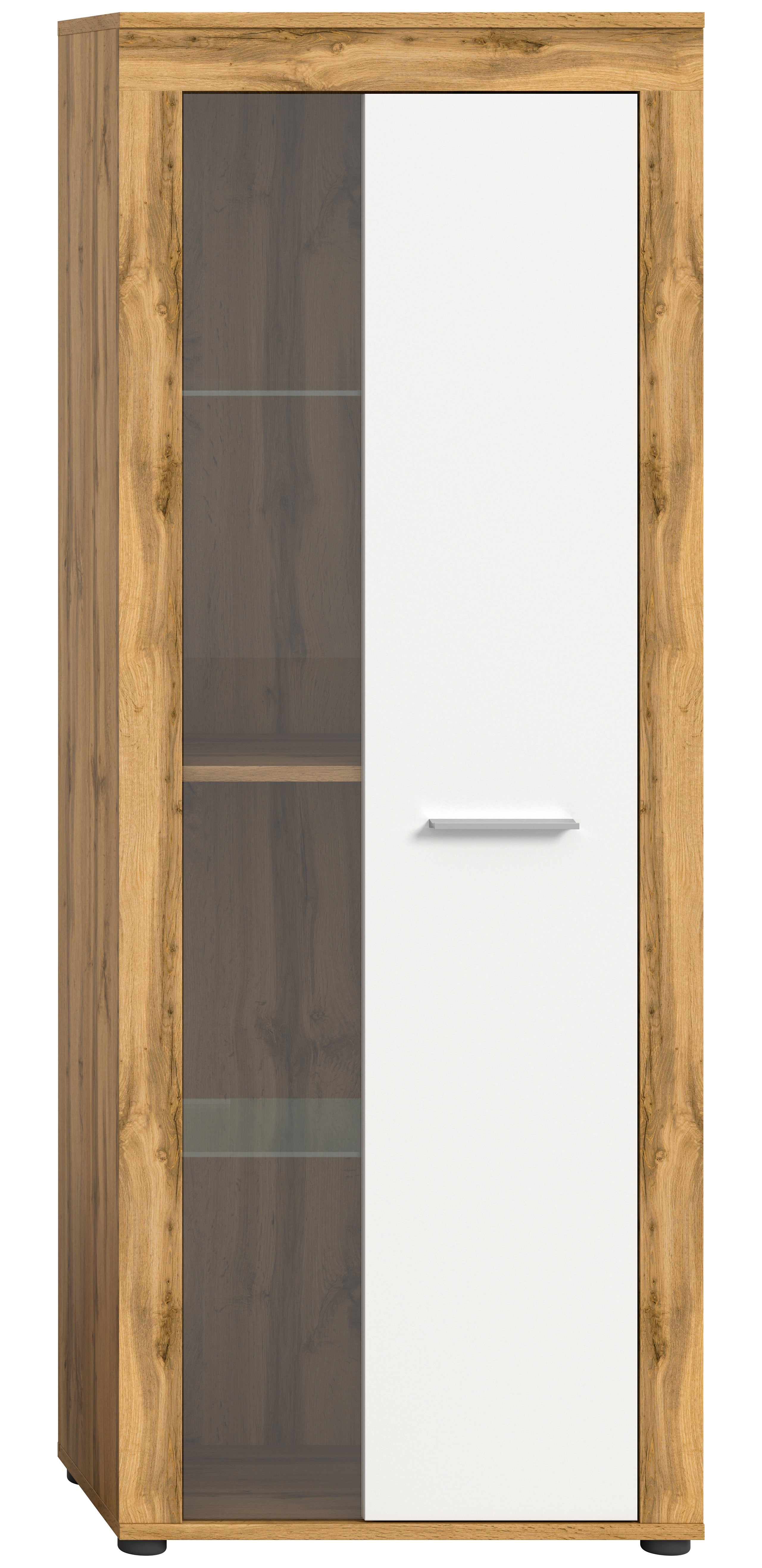 Astox - Vitrine en mélaminé blanc et chêne, L/H/P 125x80x35 | Leroy Merlin