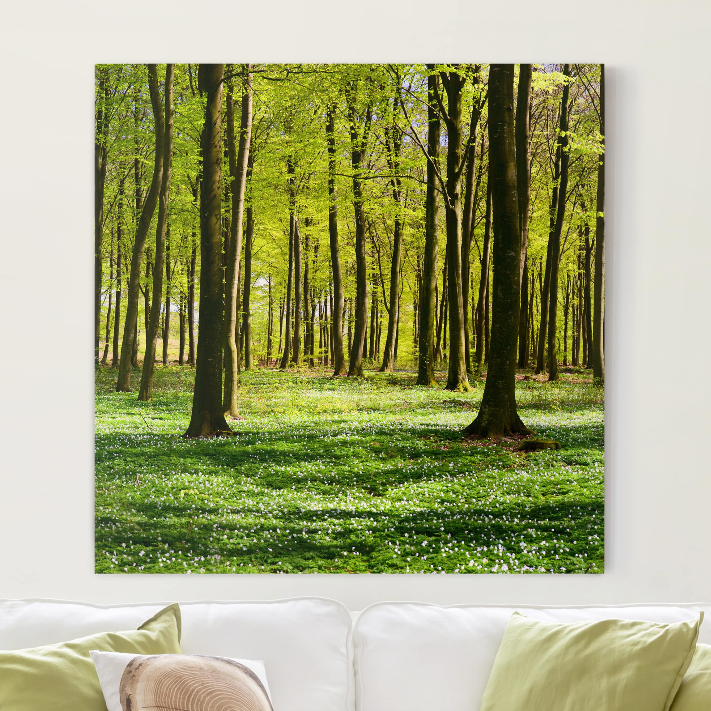 Impression sur toile tableau sur toile châssis vert paysage arbres ...
