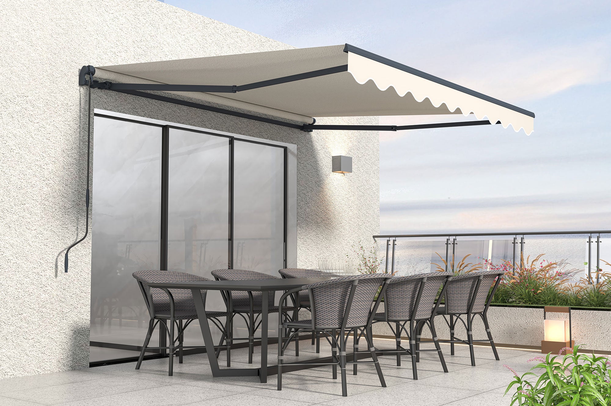 Toldo Manual Monobloque Retráctil para Terraza - 3x2,5m Cofre Beige ...