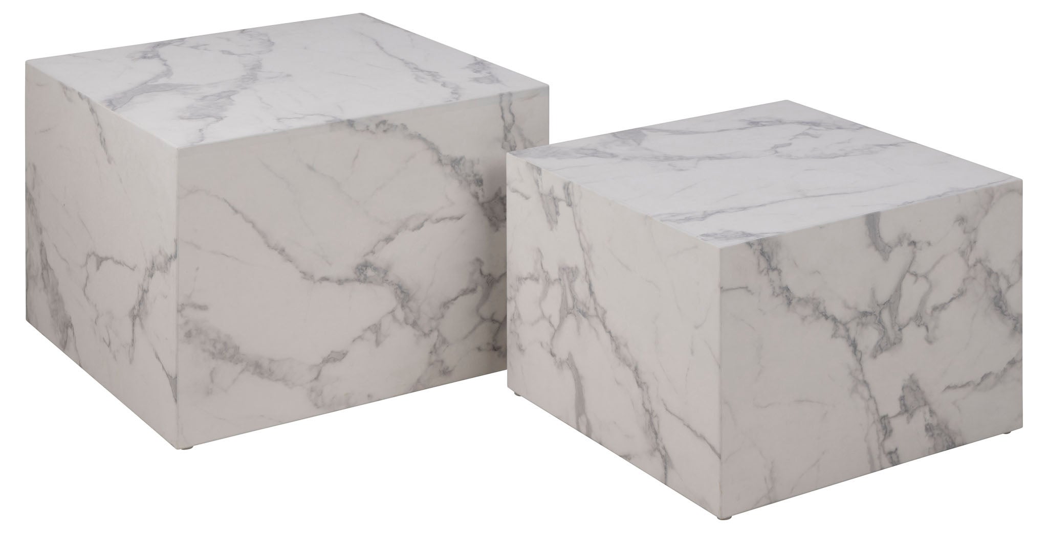 Conjunto mesa de centro Norsica 603, Mármol blanco, 40x58x58cm, MDF ...