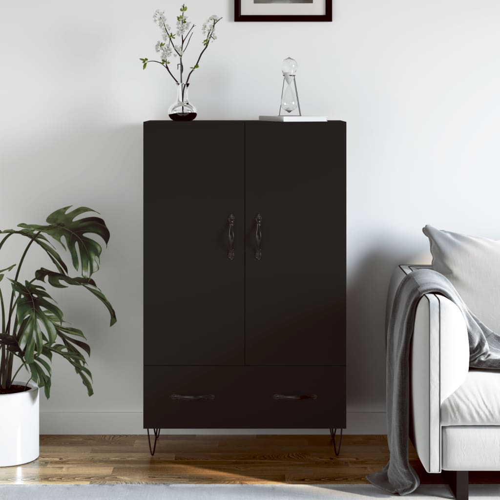 Buffet haut noir 69,5x31x115 cm bois d'ingénierie vidaXL | Leroy Merlin