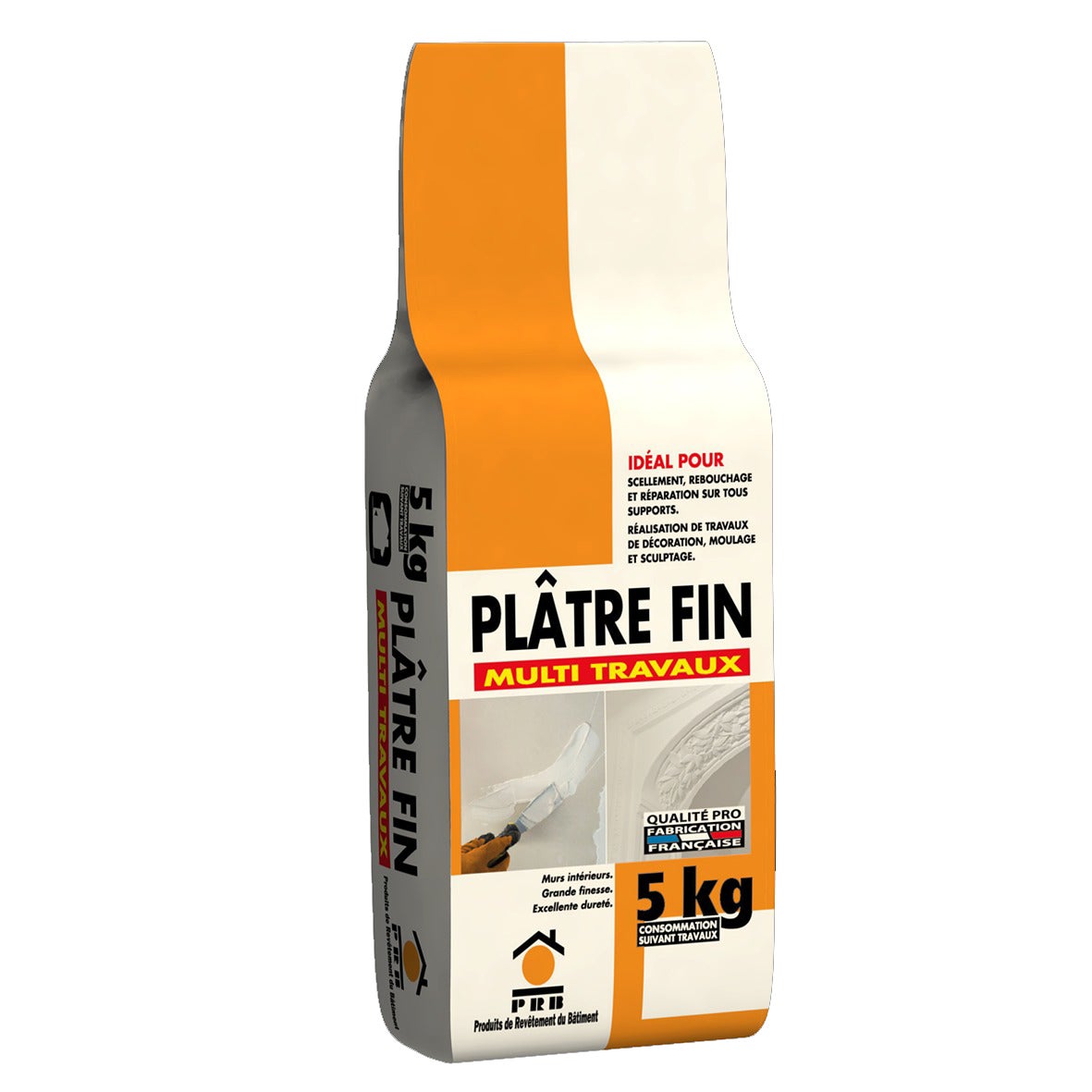 Plâtre Fin 5kg - Rebouchage, Scellement et Décoration - Prise Rapide ...
