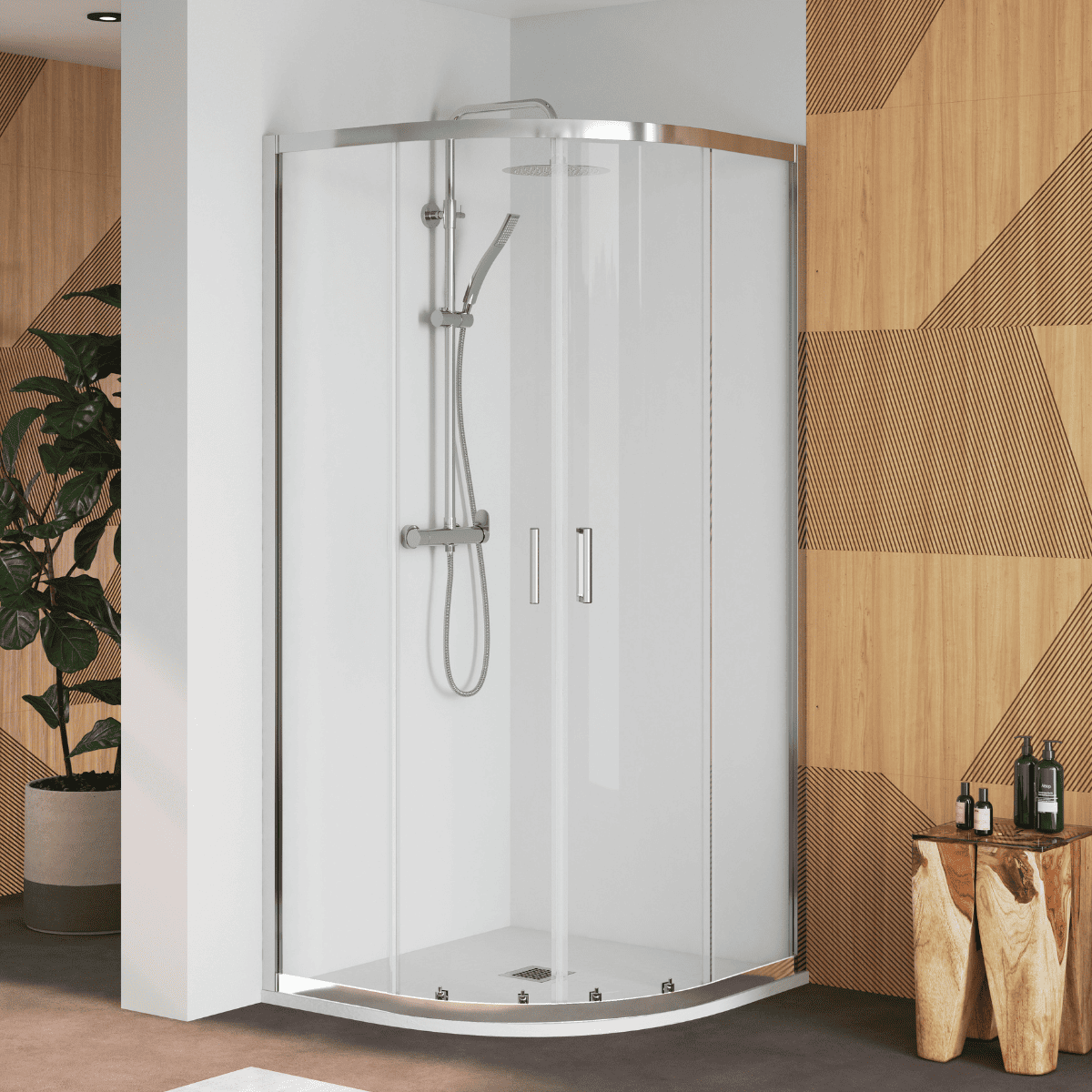 Caisson de douche coulissant semi-circulaire|Boîtier de douche à angle ...