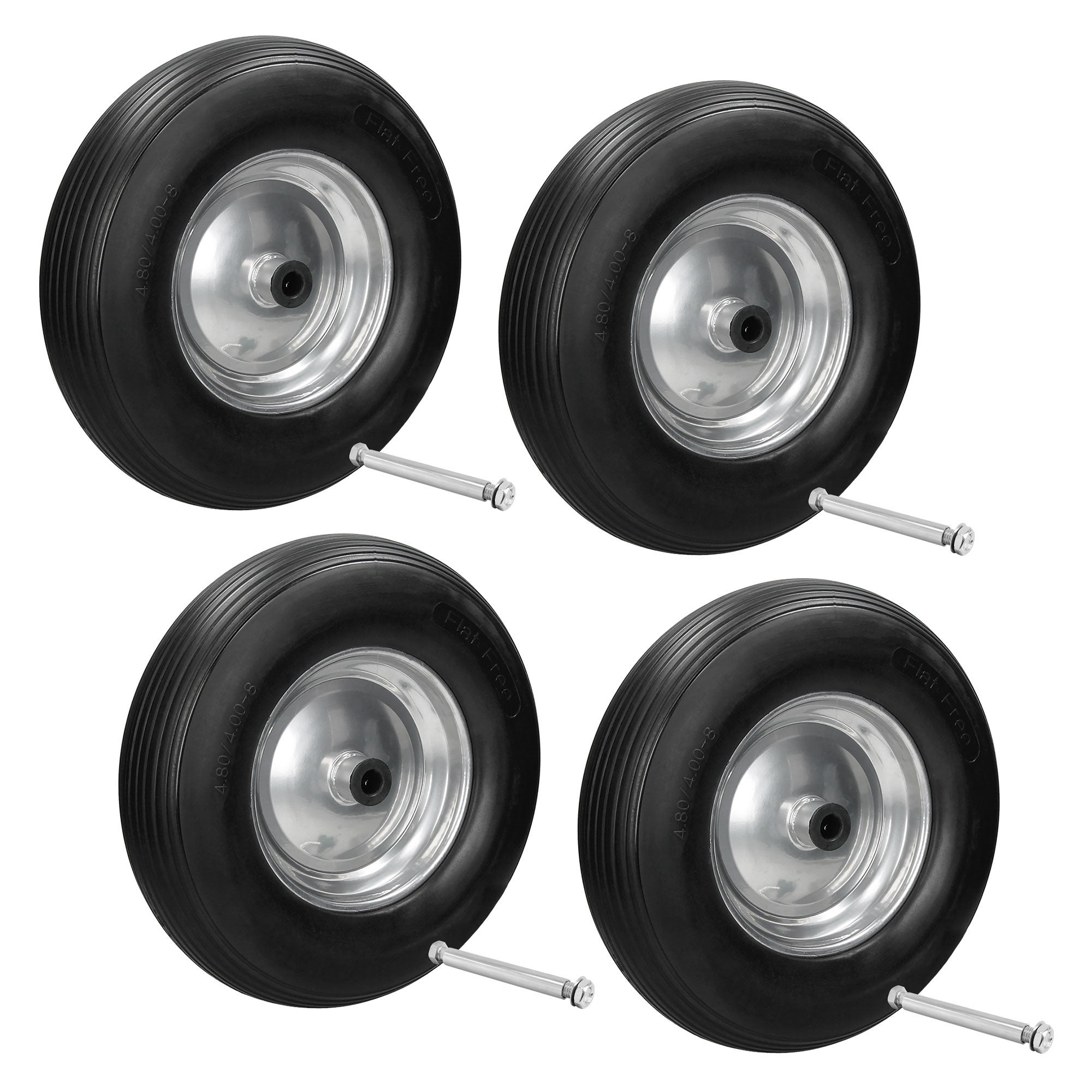 4 roues de brouette Pneu avec essieu PU 4.80/4.00-8 Ø 390 mm caoutchouc ...