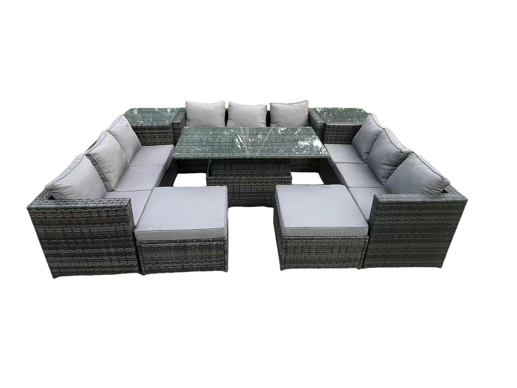 Ensemble de table de salon de jardin Fimous Polyrattan Mélange gris ...