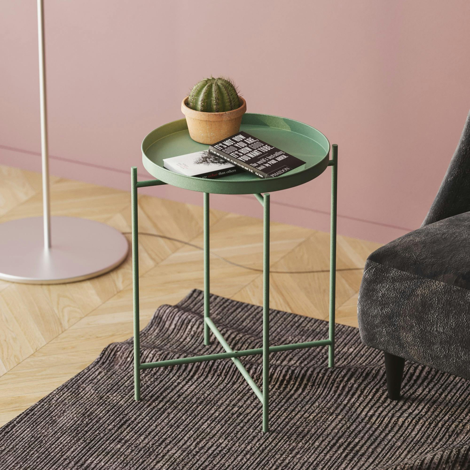 Petite table d'appoint verte - structure ronde, métal SFAX | Leroy Merlin