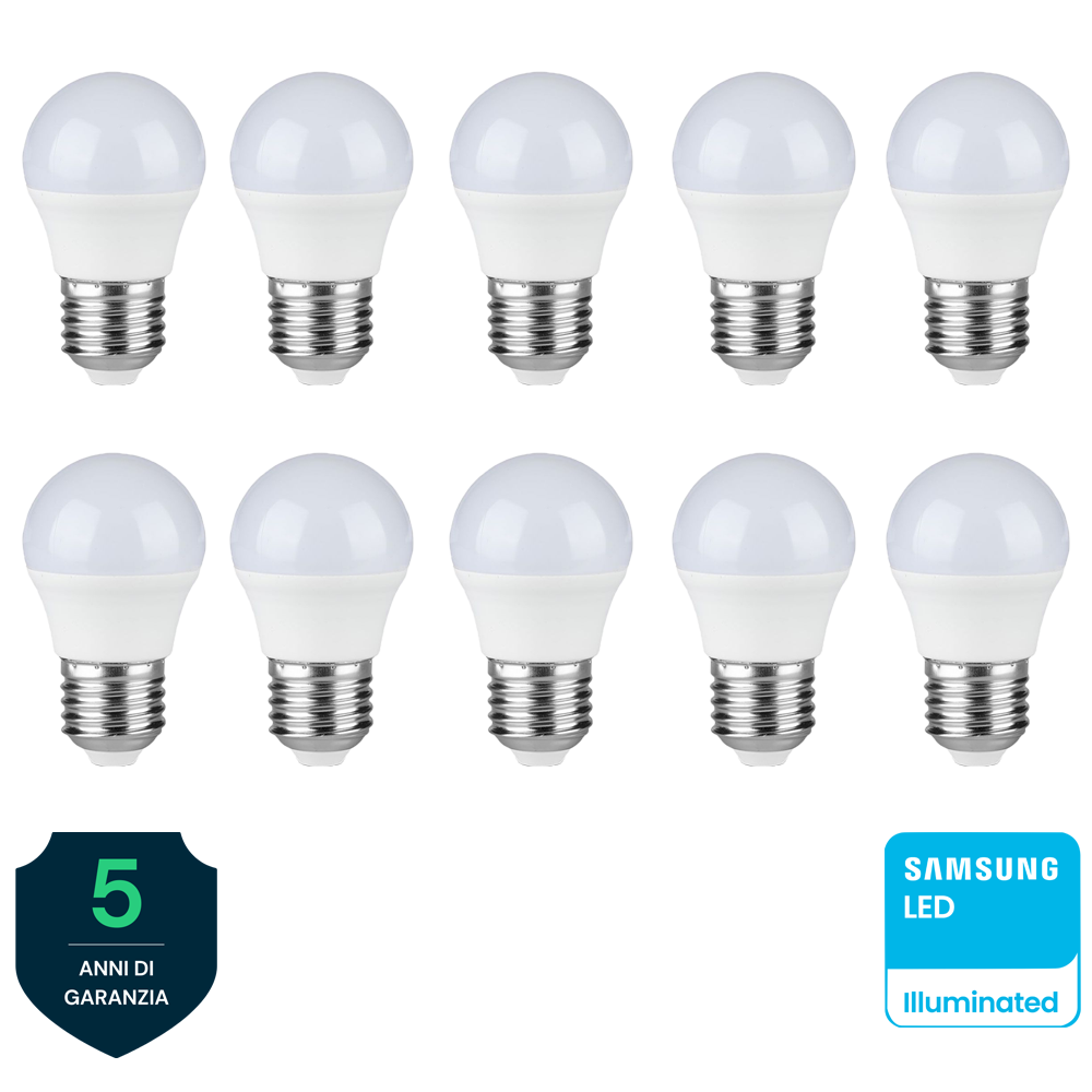V-TAC PRO Lampadina LED Chip Samsung E27 4,5W G45 3000K 10 Pezzi | Leroy Merlin