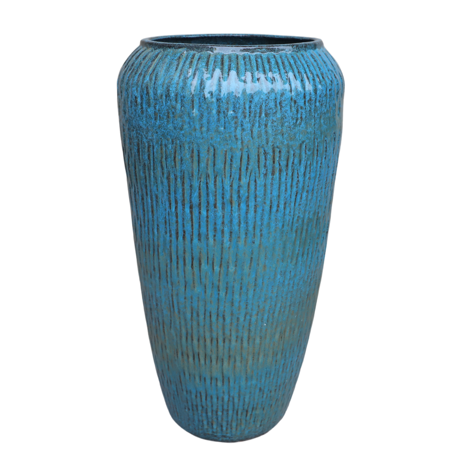Pot grande taille d'extérieur POMPADOUR 36x69cm bleu fer, fait main en ...