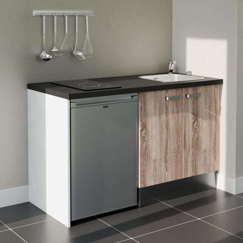 Kitchenette K17L-PT - 140 cm - plan stratifié, évier inox, - Façade ...