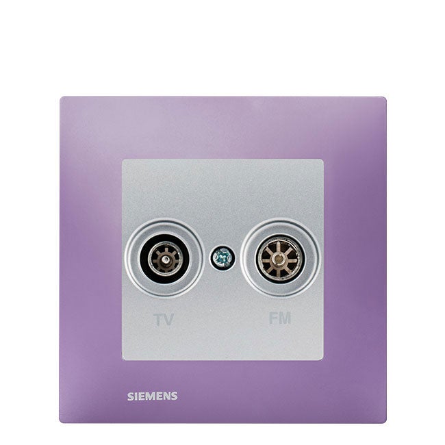 SIEMENS-Prise TV / FM Silver Delta Viva + Plaque Violet | Leroy Merlin