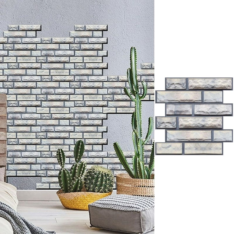Lot de 10 dalles murales 3D brique, 30×30 cm, autocollantes, vinyle PVC ...