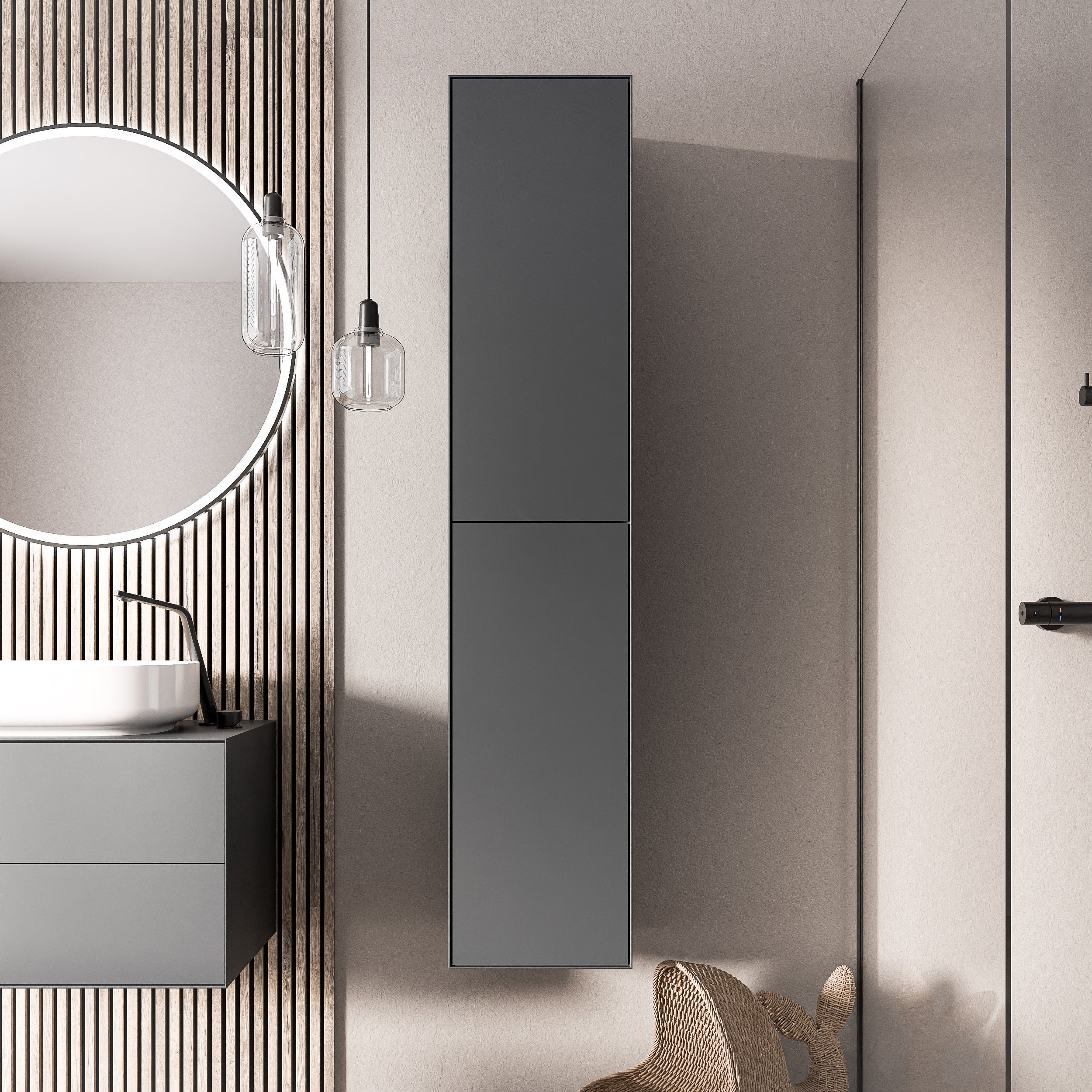 BERNSTEIN - Columna de baño suspendida 35x35x170cm (LxPxH) Antracita ...