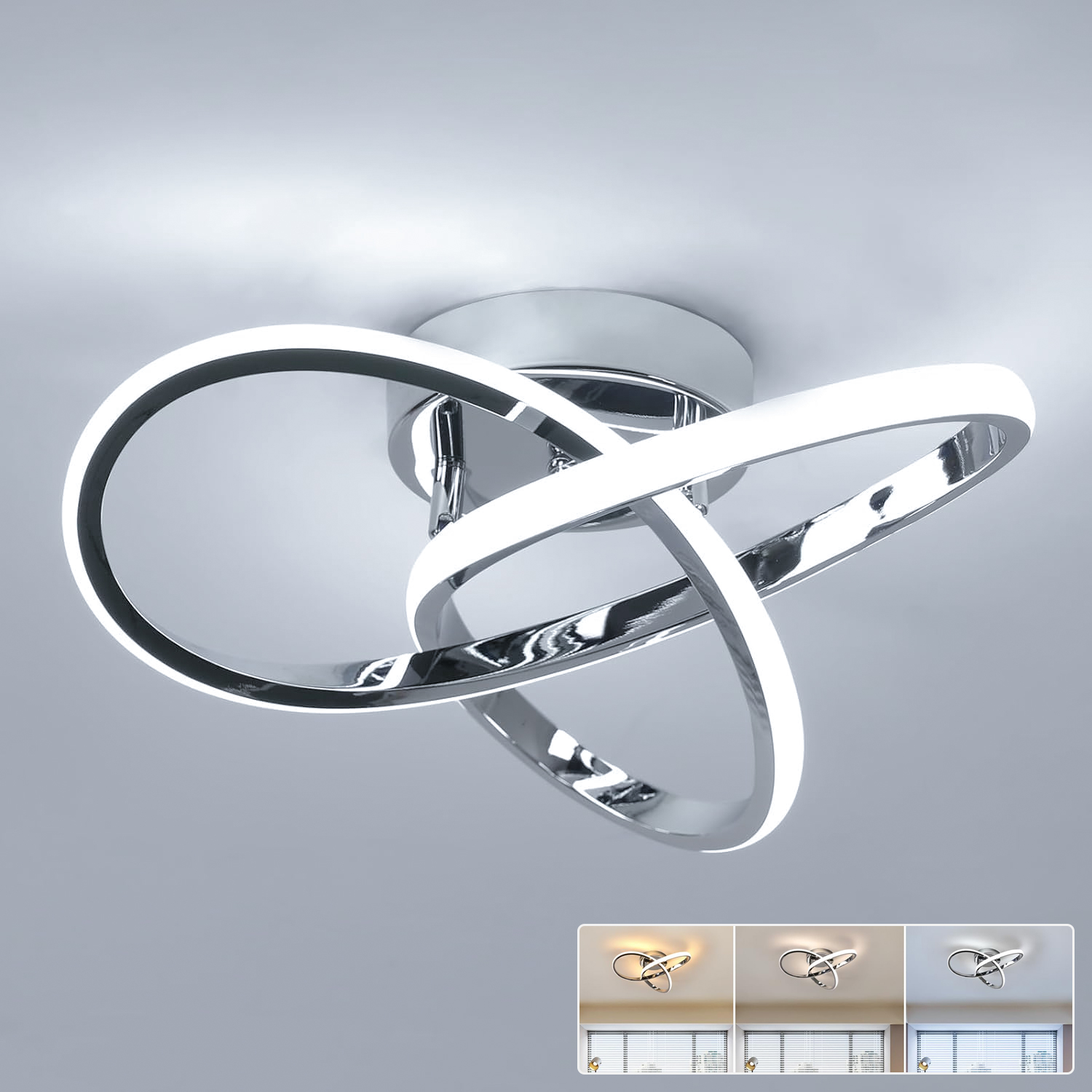 Plafonnier LED 40 cm, Lustre LED basse consommation, Plafonnier moderne ...